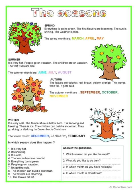 5 Seasons Reading For Detail Deep Reading Reading Compre