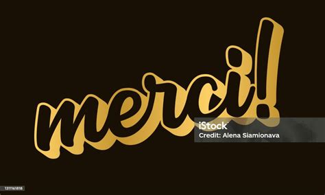 손으로 스케치 Merci 로고로 프랑스어로 인용 번역 감사 배너 헤더 카드 포스터 전단지에 대한 레터링 감사에 대한 스톡 벡터