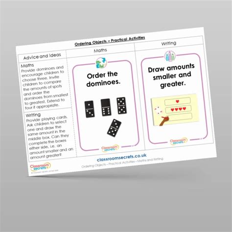Year 1 Ordering Objects Practical Activities Resource Classroom Secrets
