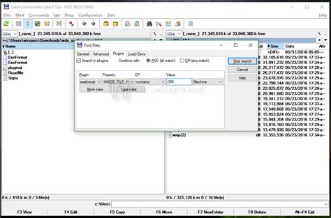 how to find only 32 bit or 64 bit files in a folder