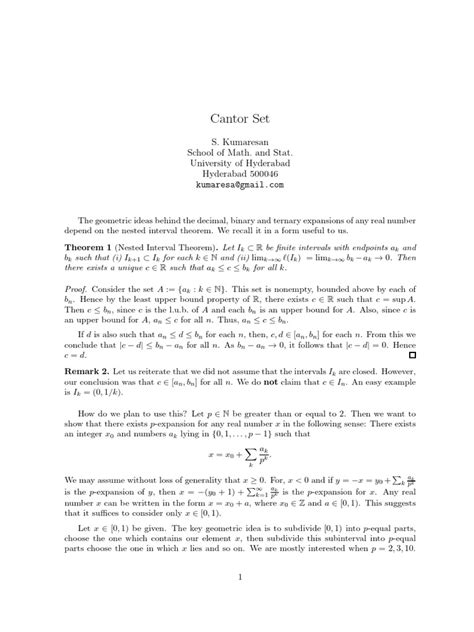 cantor set pdf