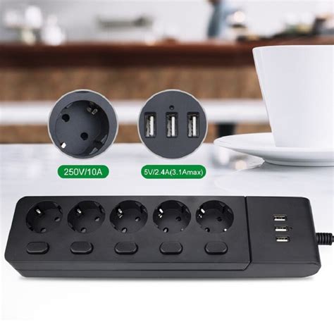 Multiple Power Strip Surge Protection Eu Plug Elec Vicedeal