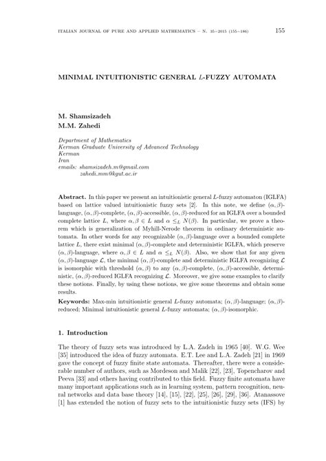 Pdf Minimal Intuitionistic General L Fuzzy Automata