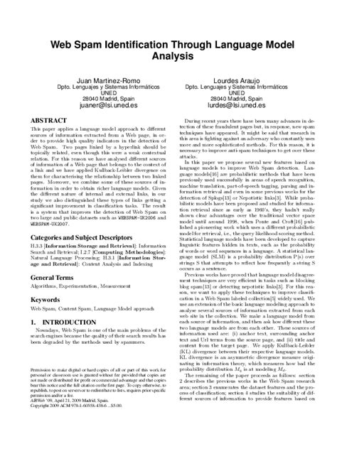 Pdf Web Spam Identification Through Language Model Analysis Juan Martinez Araújo