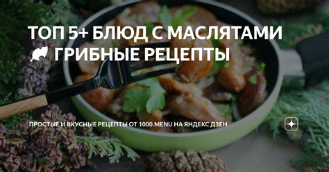 ТОП 5 БЛЮД С МАСЛЯТАМИ 🍂 ГРИБНЫЕ РЕЦЕПТЫ Простые и вкусные рецепты от 1000 Menu на Яндекс