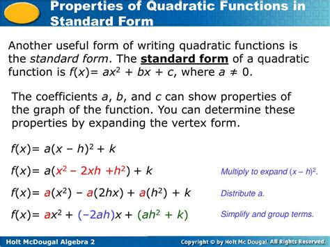 PPT Properties Of Quadratic Functions In Standard Form PowerPoint Presentation ID 6178555