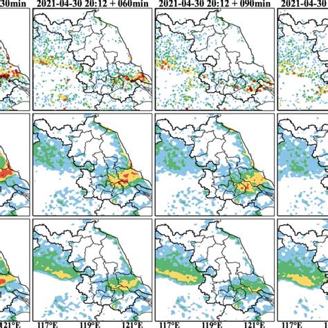 Observations First Row Cgsnet Forecasts Second Row And Phydnet