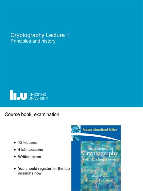 Cryptography Lecture 1 Principles And History Pdf Cryptography