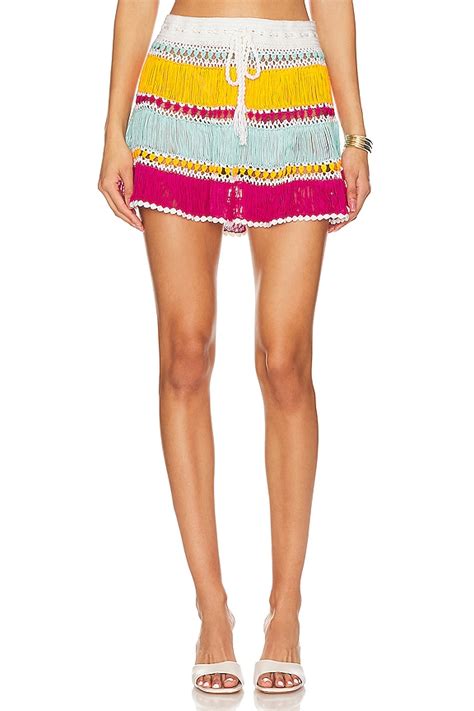My Beachy Side Crochet Mini Skirt In Multi Revolve