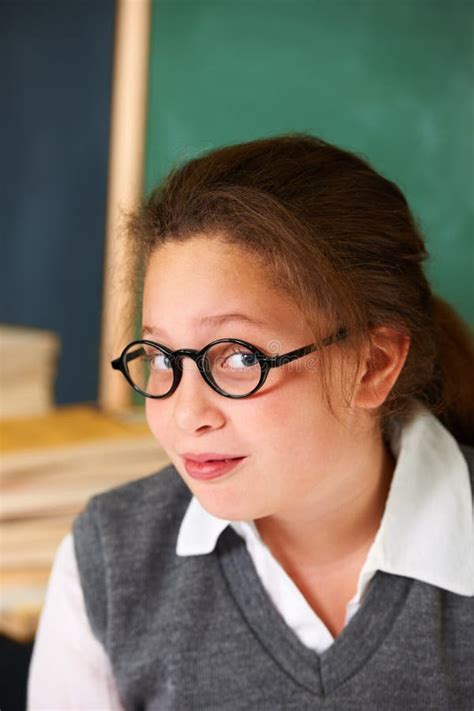 Shes A Smart Student Portrait Of A Cute Brunette Girl In The Classroom