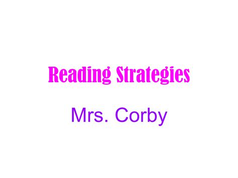 Reading Strategies Ppt Ppt