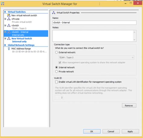 Hyper V Set Up An Internal Network For Host Guest File And Service Sharing