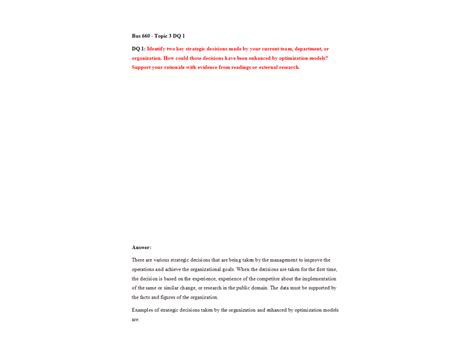 Bus 660 Topic 3 Dq 1 Course Resources
