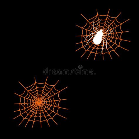 Print Pattern Halloween Cobweb Orange White Color On Black Background