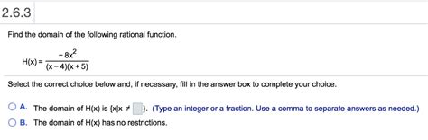 Solved 2 6 1 Find The Domain Of The Following Rational