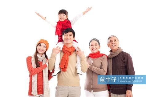 一家五口全家福 蓝牛仔影像 中国原创广告影像素材