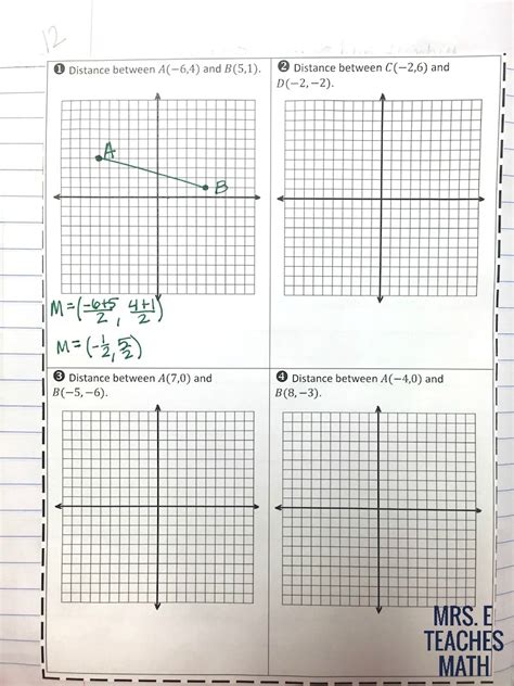 Segments Midpoints And Distance Inb Pages Mrs E Teaches Math