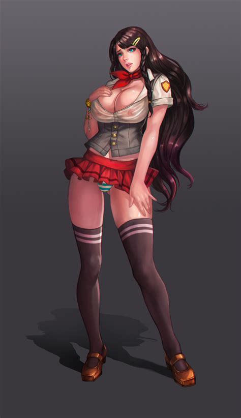 Rule 34 Black Hair Blue Eyes Bracelet Breasts Cleavage Ecoas Female