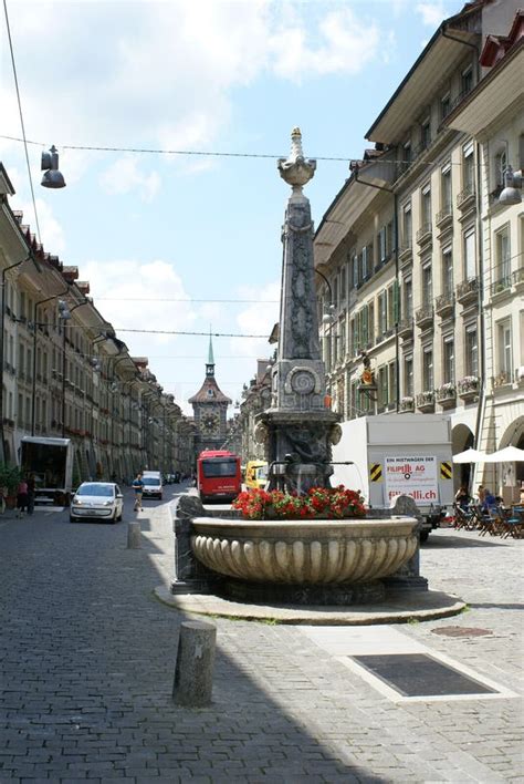 Bern Switzerland Kreuzgassbrunnen Fountain In The Kram Gasse Grocers