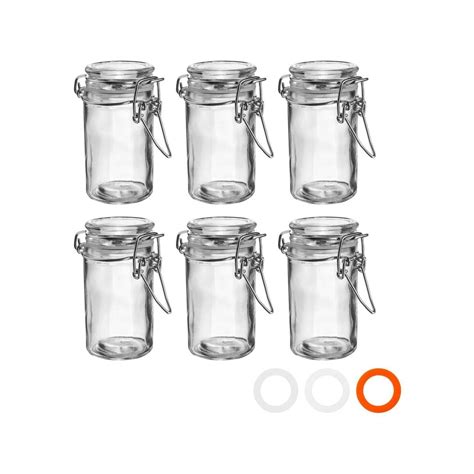 Argon Tableware Glass Storage Jars With Airtight Clip Lid 70ml Set