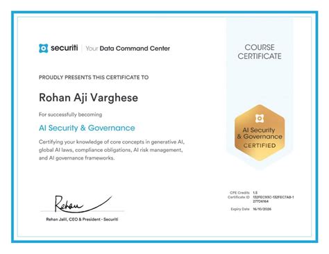 rohan aji varghese on linkedin ai governance certification