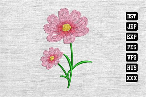 Pink Flower Embroidery · Creative Fabrica