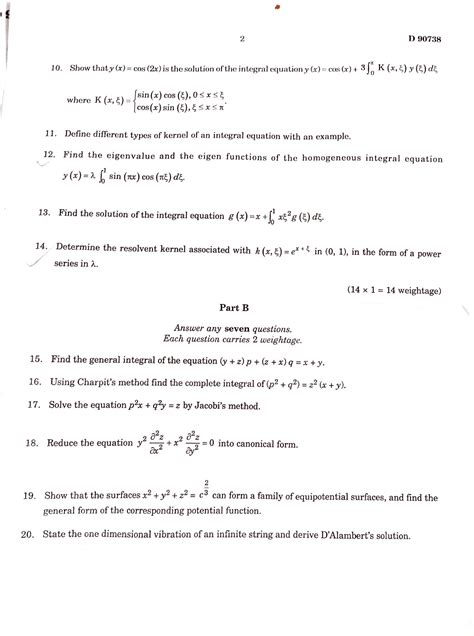 Solution Pde And Integral Equations Third Semester Calicut University