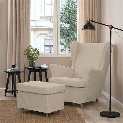Strandmon Slipcover For Wing Chair Risane Natural Ikea