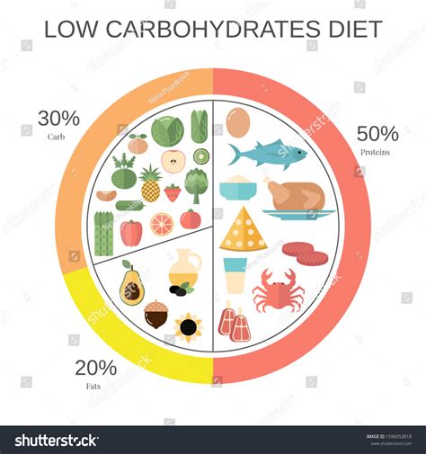 Foods Infographics Low Carbohydrates Food Pie Stock Vector Royalty