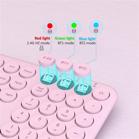 Ubotie Wireless Pink Keyboard Bluetooth 2 4ghz Dural Mode Connection