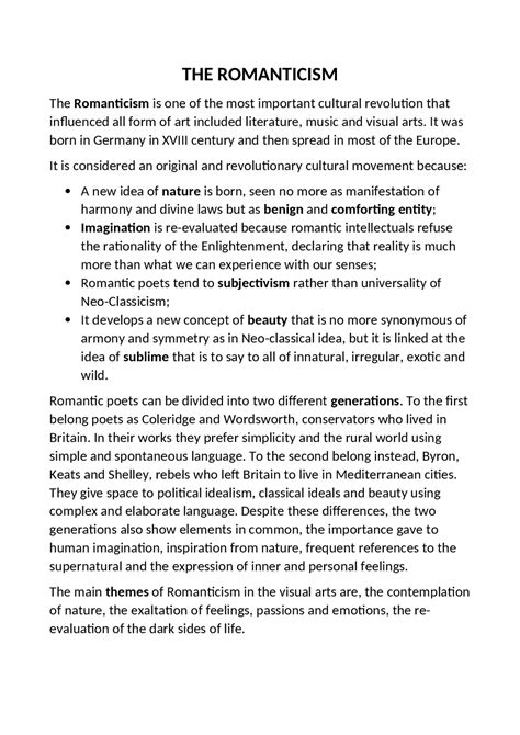 The English Romanticism Docsity