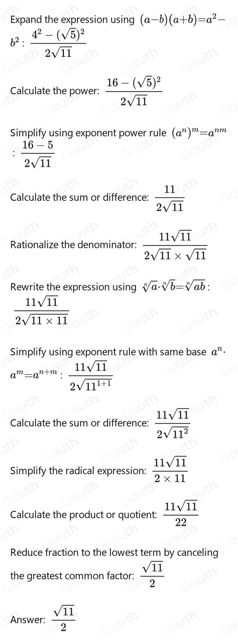 Solved Write 4 Sqrt 5 4 Sqrt 5 2sqrt 11 In The Form Sqrt A B Where A And B Are Integ