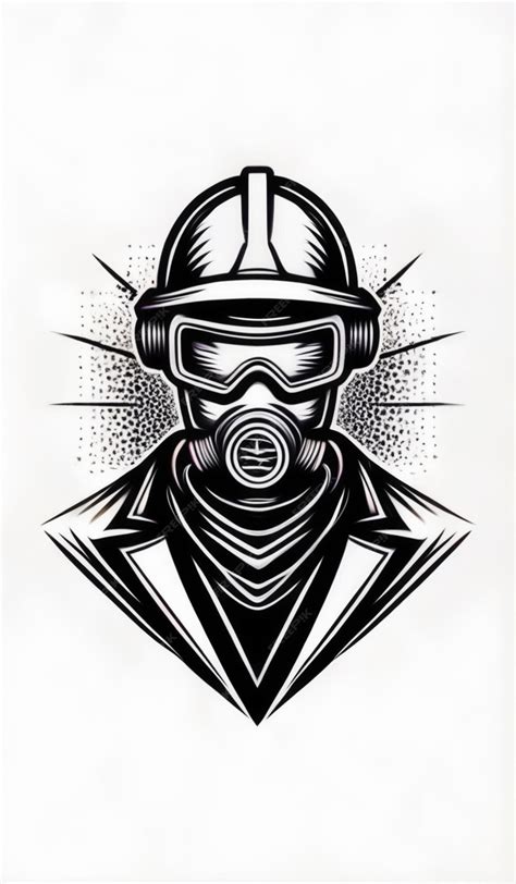 A Drawing Of A Gas Mask With A Picture Of A Man Wearing A Gas Mask