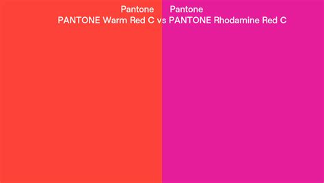 Pantone Warm Red C Vs PANTONE Rhodamine Red C Side By Side Comparison