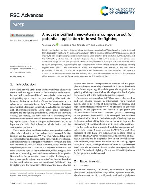 Pdf A Novel Modified Nano Alumina Composite Sol For Potential Application In Forest Firefighting
