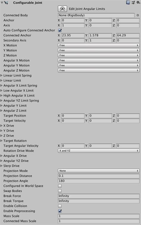 설정 가능한 조인트 컴포넌트 레퍼런스 Unity 매뉴얼