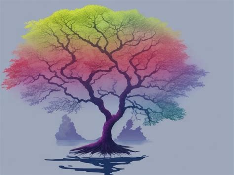 Premium Ai Image A Tree In Middle With Gradient Background