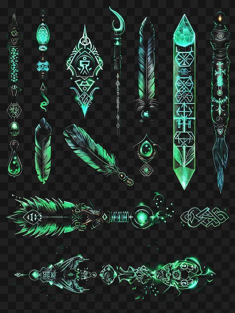 Premium Psd Set Of Mysterious Scroll 32 Bit Pixel With Ancient Runes