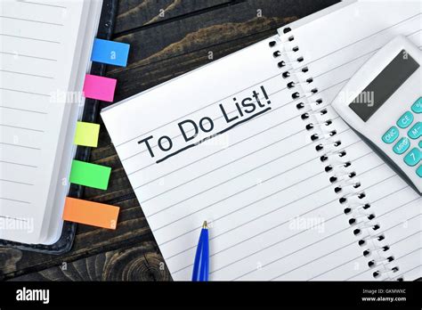 To Do List Text On Notepad And Hand Calculator Stock Photo Alamy