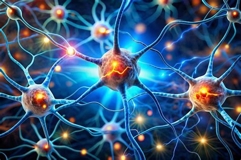 Neural Communication Synapse And Neuron Cells Transmitting Signals Premium Ai Generated Image