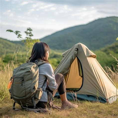 Premium Photo Asian Woman Travel And Camping Alone At Natural Park In