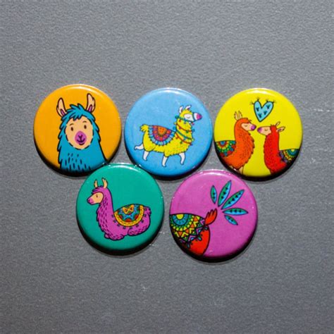 Llama Have A Fiesta Brightly Coloured Llama Strong Ceramic Magnets Or