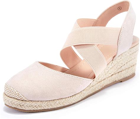 Coutgo Womens Espadrille Platform Wedge Sandals Closed Toe Criss Cross