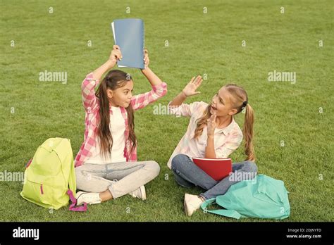 Bright Memories Funny And Happy Sisters In Playful Mood Writing