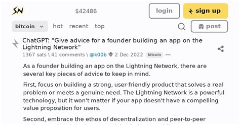 Chatgpt Gives Advice For Founders Building On The Lightning Network R