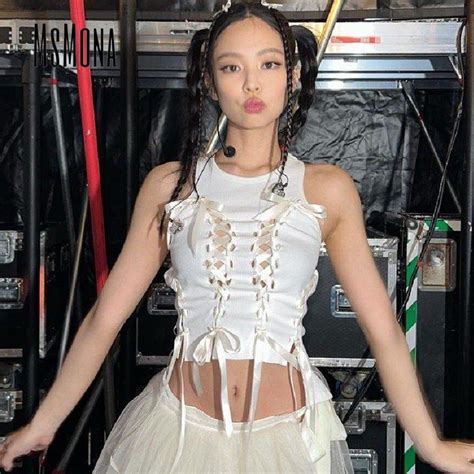 White Tie Ribbon Top Blackpink Jennie Inspired On Carousell