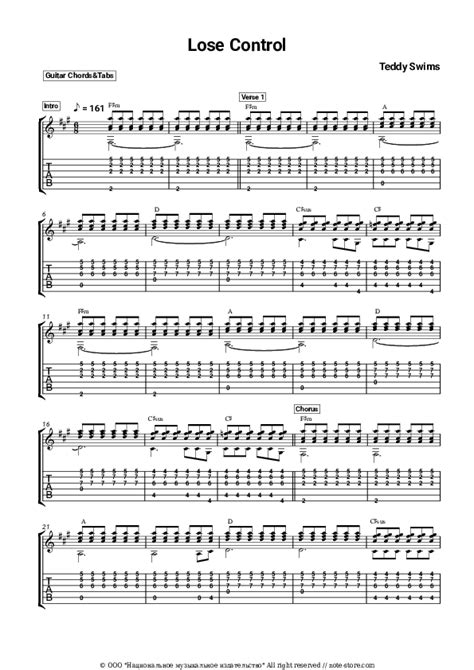 Lose Control Chords And Tabs Teddy Swims In Note Guitar