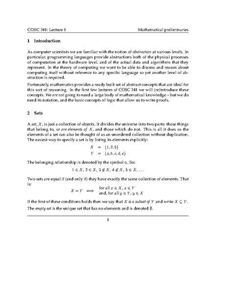 Cosc341 2017 Lecture 1 Mathematical Preliminaries 1 Introduction As Computer Scientists We