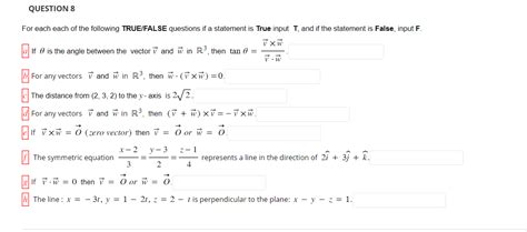 Solved For Each Each Of The Following TRUE FALSE Questions Chegg