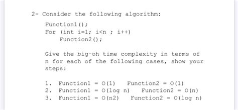 Solved Consider The Following Algorithm Function For Chegg